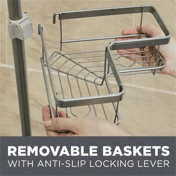 Adjustable Tension Steel Shower Pole Caddy, 4 Shelves - On Sale - Bed ...
