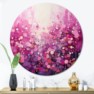 Designart "Magenta Magic" Abstract Landscape Metal Circle Wall Art ...