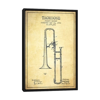 iCanvas "Trombone Vintage Patent Blueprint" by Aged Pixel Framed - Bed ...