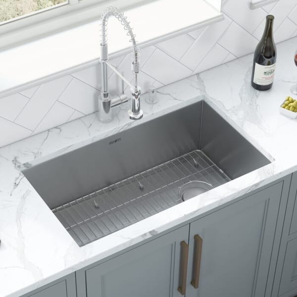 Ruvati 27-inch Slope Bottom Offset Drain Undermount Kitchen Sink Single ...