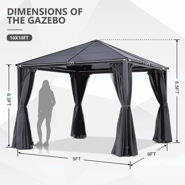 ABCCANOPY Hardtop Permanent Gazebo with Curtains and Netting - Bed Bath ...