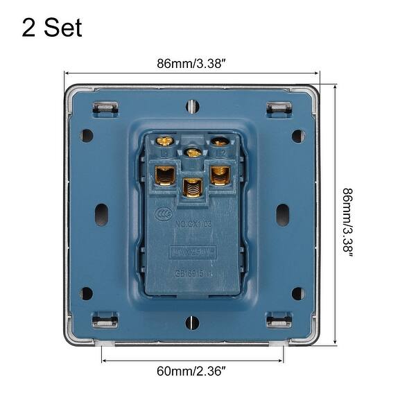 Light Switch Wall Push Button 2 Gang 1 Way Black 250V 10A 86mmx86mm ...