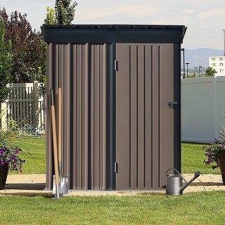 Waterproof Metal Tool Cabinet with Lockable Door Garden Lean-to Storage ...