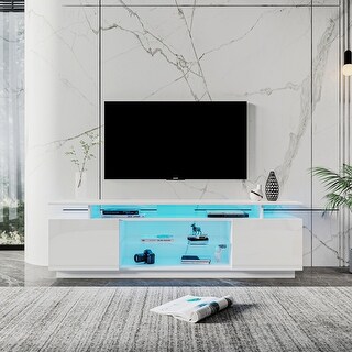 80-Inch LED TV Stand with 2 Storage Cabinets - Modern Entertainment ...