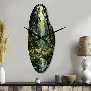 Designart - River Into Enchanted Woods I - Forest Large Wall Clocks ...