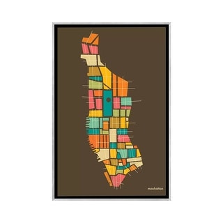 iCanvas "Abstract Manhattan Neighborhood Map" by Jazzberry Blue Framed ...
