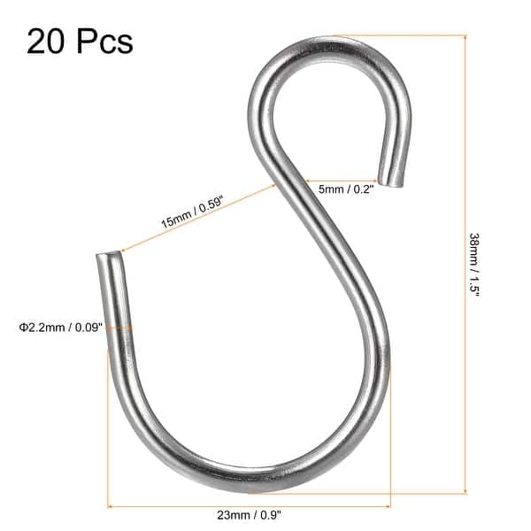 20pcs S Hanging Hooks 1.5 x 0.9 Inch S Shaped Hanger Silver - Bed Bath ...
