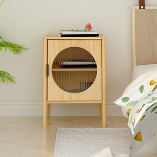 A double layered minimalist style bamboo bedside table - Bed Bath & Beyond - 38386329