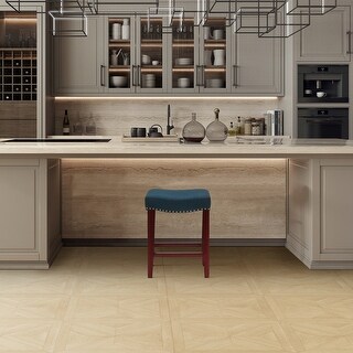 Jameson Upholstered Polyester 24" Counter Stool - Cherry Legs/ Saddle ...