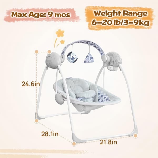 Portable Baby Swing,Baby Swings for Infants, Baby Swing Seat Folds Easy ...