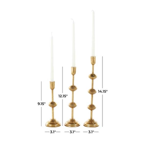 Gold Metal Slim Candle Holder with Floating Spheres (Set of 3) - Bed ...