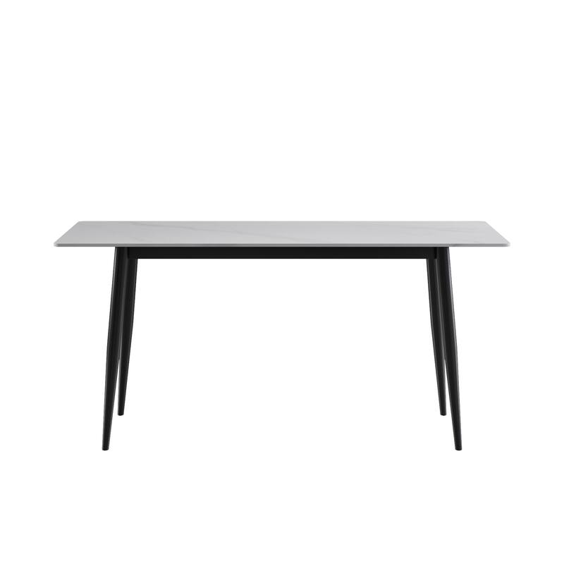 Modern White Slate Dining Table,Rectangular Tabletop with Steel Legs ...