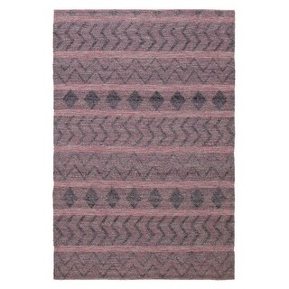 ECARPETGALLERY Braid weave Sienna Grey, Pink Wool Rug - 6'0 x 9'2 - Bed ...