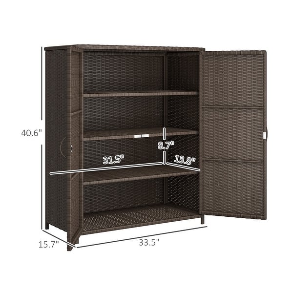 Outsunny Wicker Outdoor Storage Cabinet with Shelves, 4-Shelf Outdoor ...