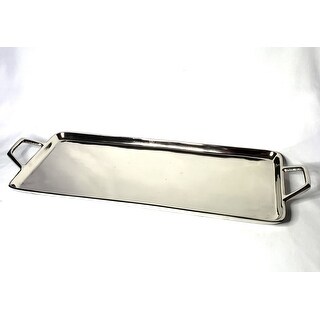 Silver Stainless Steel Rectangular tray w/handles 26.75 x 10" - Bed ...