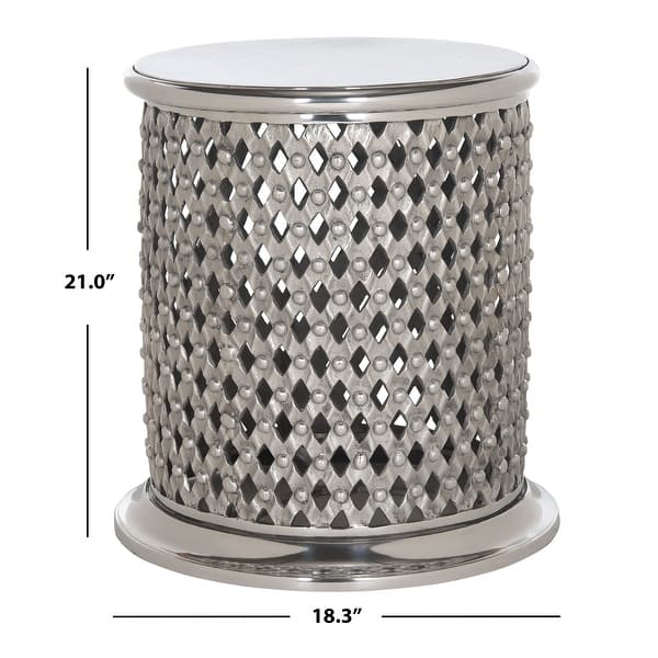 SAFAVIEH Metal Silver Lace Table Stool - 18.3" x 18.3" x 21" - Bed Bath ...