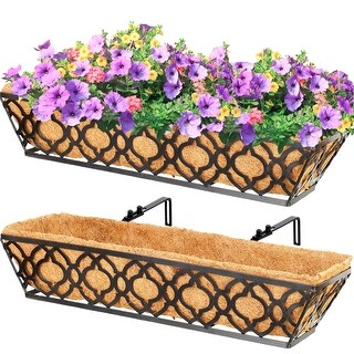 24inch Window Planter Box 2Pcs Iron Window Deck Railing Planter with ...