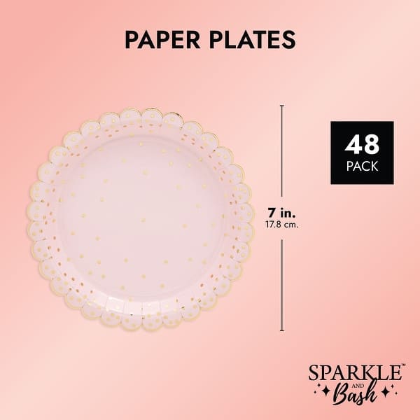 Scalloped Polka Dot Paper Plates, Rose Gold 30th Birthday Decorations ...