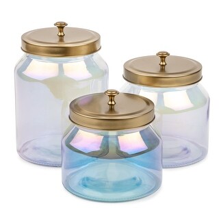 Geometric Glass Storage Jars, 3-Piece Set - Bed Bath & Beyond - 36976527