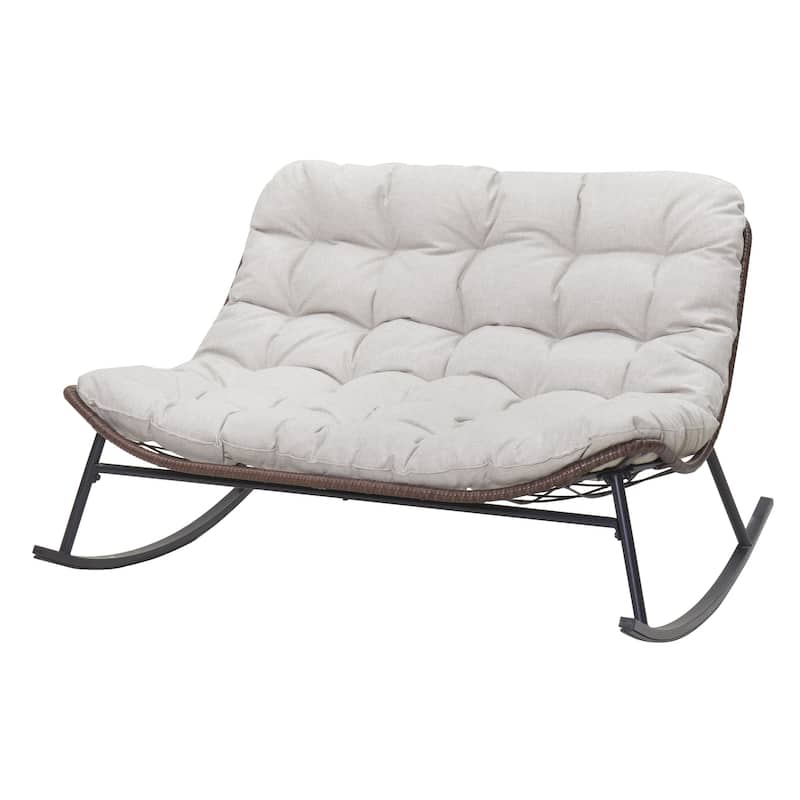 Double Wide Rocking Papasan Chair, Oversized Double Seating, Durable ...