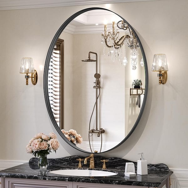 unique bathroom mirrors black