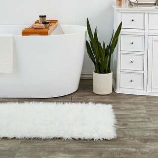 Soft Faux Sheepskin Fur Throw Rug, 2x6 Feet Shaggy Non-Slip Mat Runner ...