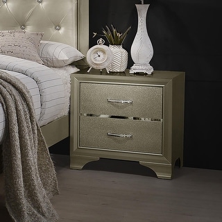 Simone Champagne Nightstand with 2 Drawers - Bed Bath & Beyond - 40223886