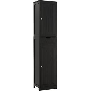 Narrow Floor Storage Cabinet with Adjustable Shelves, Black - Bed Bath ...