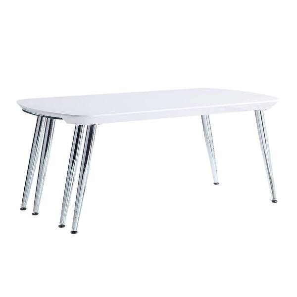 Pull Out Table Top Coffee Table with Metal Legs in White and Chrome ...