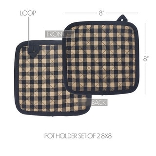 Black Check Pot Holder Set of 2 8x8 - Bed Bath & Beyond - 39920819