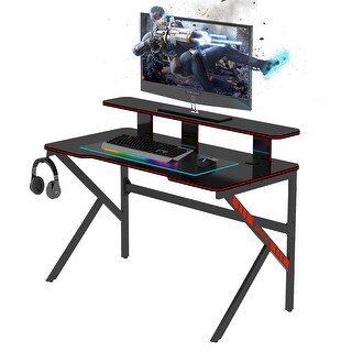 New Arrive Large Gaming Table K Shape Black MDF Gaming Desk with PC ...