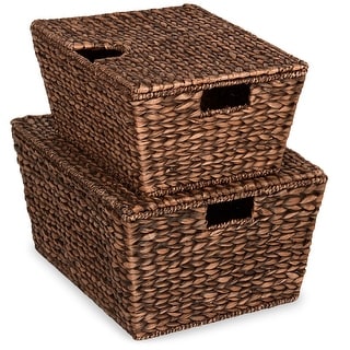 Set of 2 XL Woven Water Hyacinth Storage Baskets - Bed Bath & Beyond - 39425162
