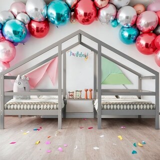 Double Twin Size Triangular House Beds Platform Bed Or Daybed With ...