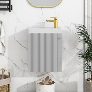 Contemporary 16-Inch Wall-Mounted Bathroom Vanity with Ceramic Sink ...