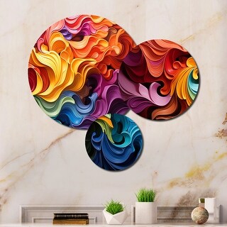 Designart "Opt Art Vibrant Illusions II" Modern Metal Wall Decor Set ...