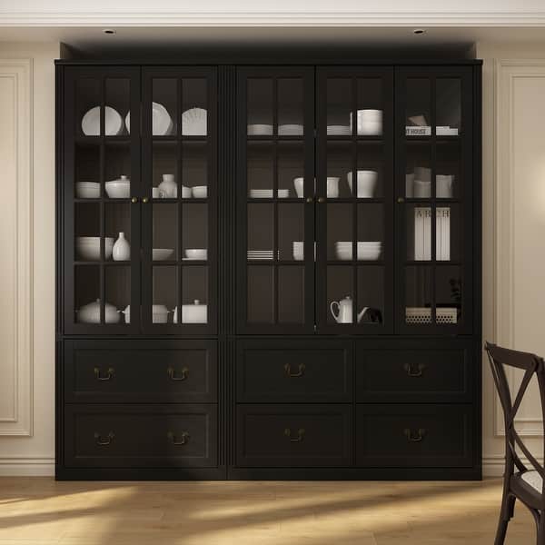Modular Glass Doors Display Cabinet Combo Bookcase Home Office Pantry ...