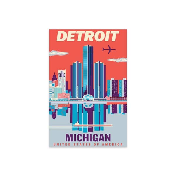 Detroit Travel Poster 2 Print On Acrylic Glass by Jim Zahniser - Bed ...