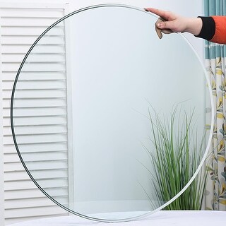48 Inch Clear Round Tempered Glass Table Top with Polished Edge, 2/5 ...