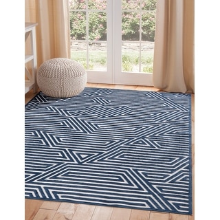 Blue Area Rug 5x8, Innovative Weaving Technology, Chenille Base/Viscose ...