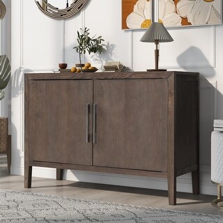 Modern Wooden Espresso Sideboard with Metal Handles - Bed Bath & Beyond ...