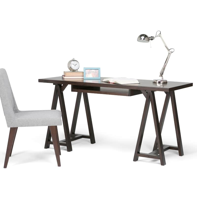 WYNDENHALL Hawkins SOLID WOOD Modern Industrial 56 inch Wide Writing ...