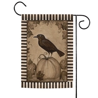 Pumpkin and a Crow Fall Harvest Outdoor Garden Flag 18" x 12.5" - Bed ...