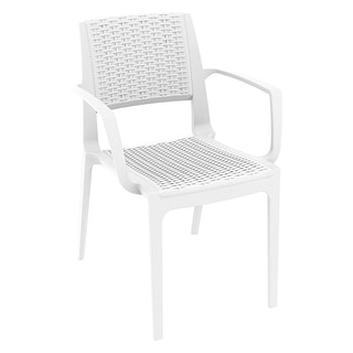 32" White Outdoor Patio Wickerlook Dining Arm Chair - Bed Bath & Beyond ...