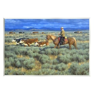 Stupell Cowboy Rounding Cattle Wall Plaque Art Design By Jimmy Dyer ...