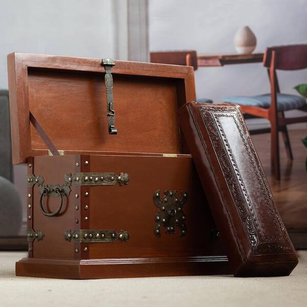 Handmade Village Leather trunk (Peru) - Bed Bath & Beyond - 28037808