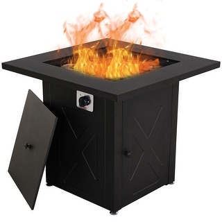 28 in. x 24.4 in. 50,000 BTU Full Iron Gas Fire Pit Square Brazier ...