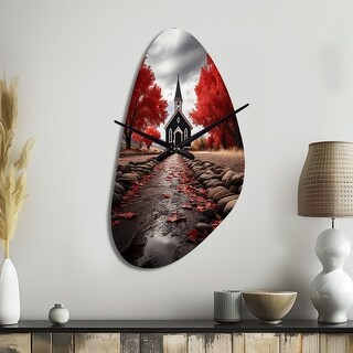 Red Church Sanctuary In Solitude - Church Large Wall Clocks ...