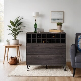 Grey Wine & Bar Cabinet, Wood and Metal Construction, Hand-Crafted ...