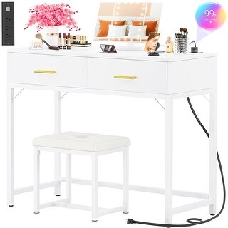 Small Vanity Set,36'' Vanitys with Stool, Dressing Table, White - Bed ...