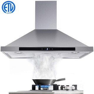 36" Range Hood Stainless Steel Wall Mount Kitchen Hood, 3 Speed 450-CFM ...